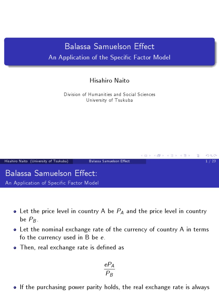 Balassa Samuelson E Ect: An Application of The Speci C Factor Model ...