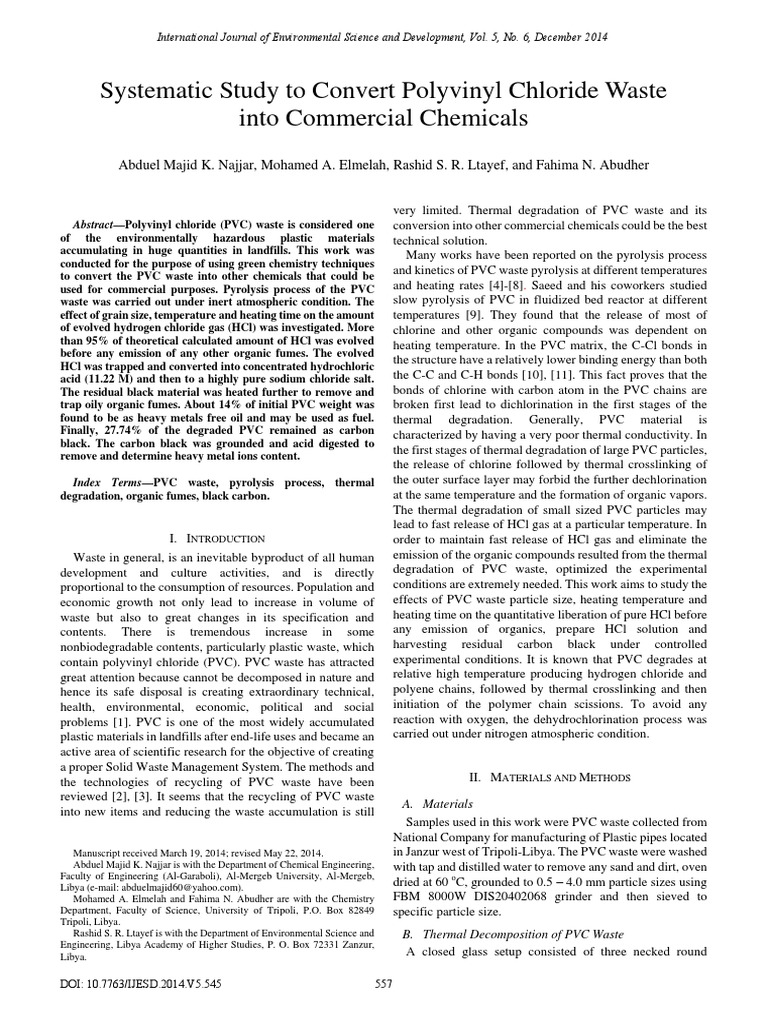 Convert Polyvinyl Chloride Waste | PDF | Polyvinyl Chloride | Hydrochloric Acid