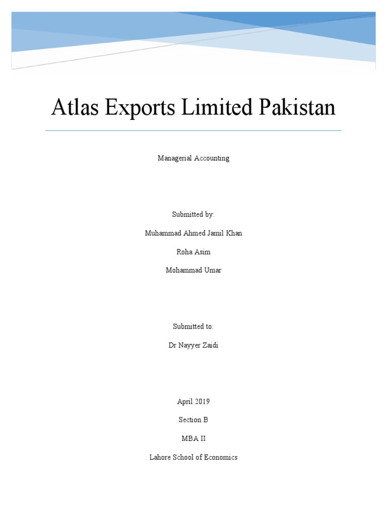 Atlas Exports Limited Final | PDF | Cost Of Goods Sold | Inventory