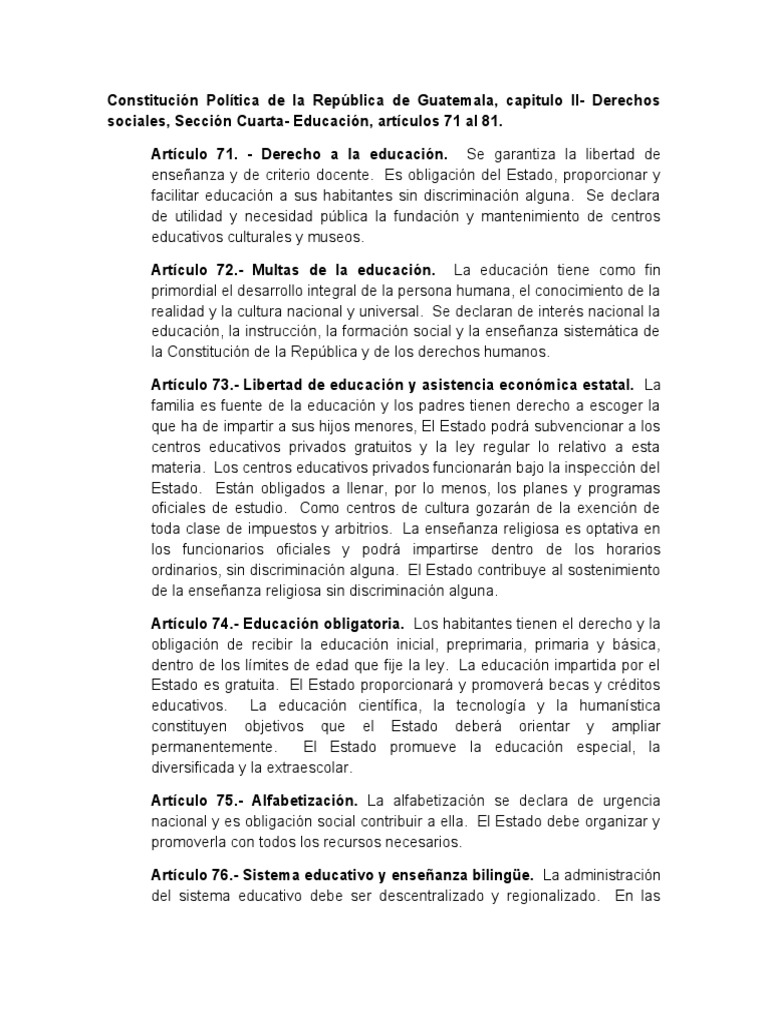 Constitución Política de La República de Guatemala, Capitulo II ...