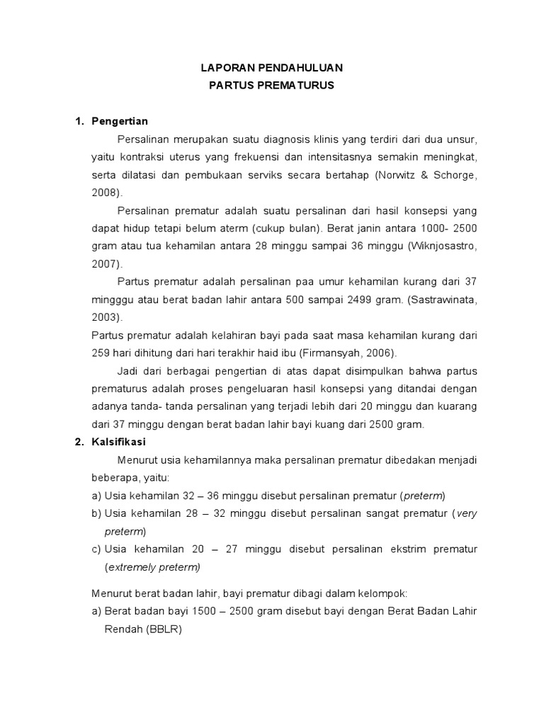 Panduan Lengkap Partus Prematurus | PDF