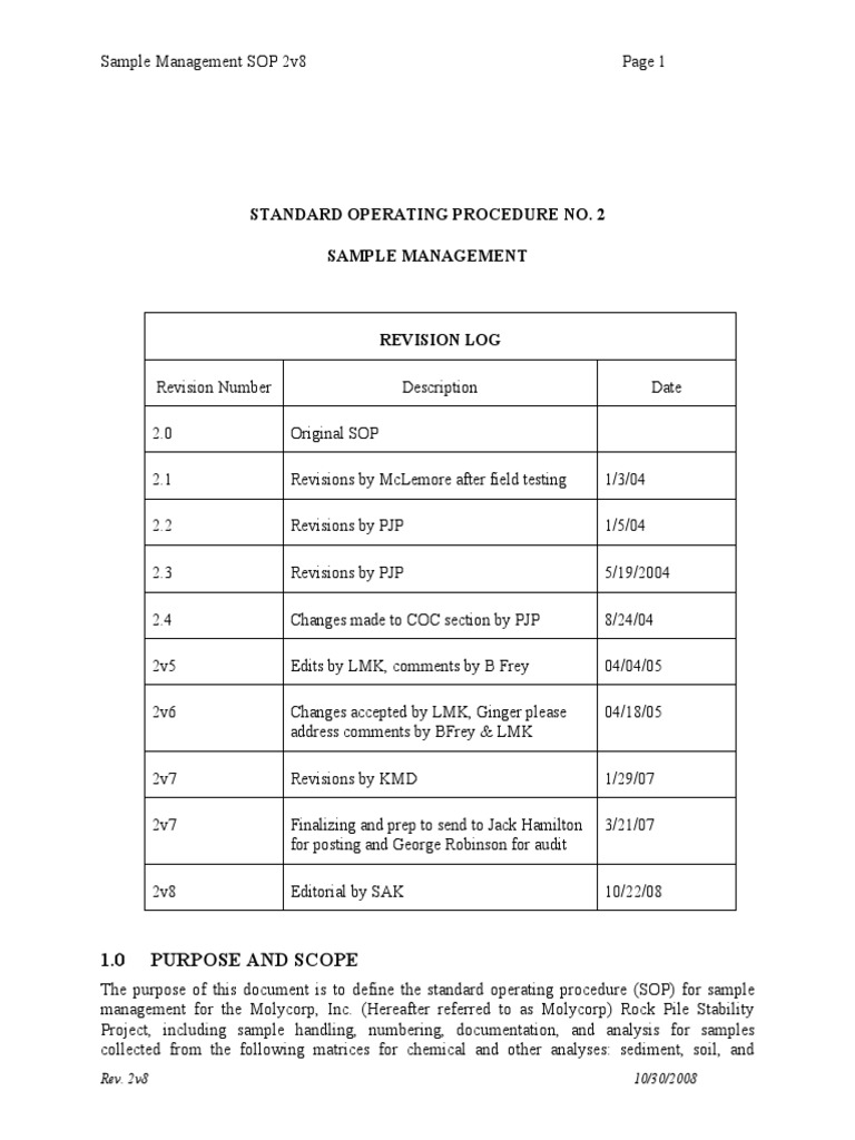 Sample Management SOP Overview | PDF | Accuracy And Precision ...