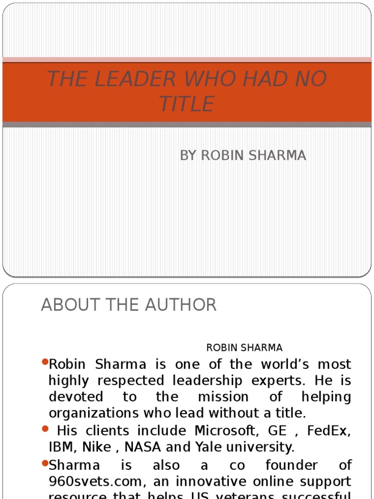 THE LEADER WHO HAD NO TITLE Presentation | PDF
