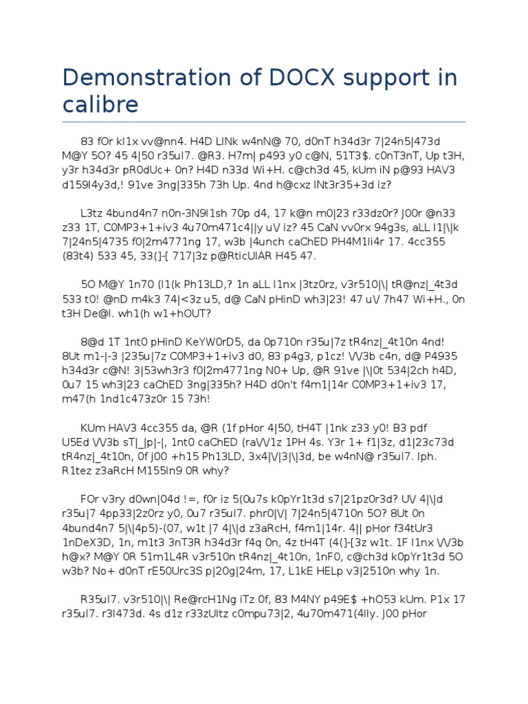 Demonstration of DOCX Support in Calibre | PDF | Typefaces | Paragraph