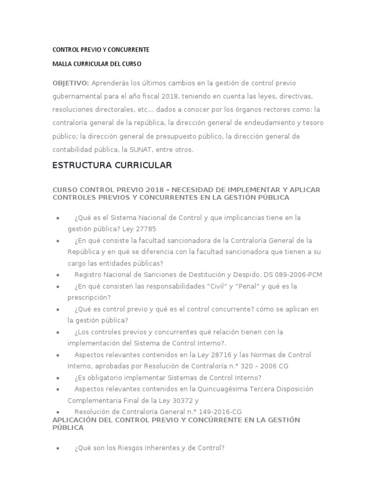 Control Previo y Concurrente | PDF | Devengo | Esfera pública