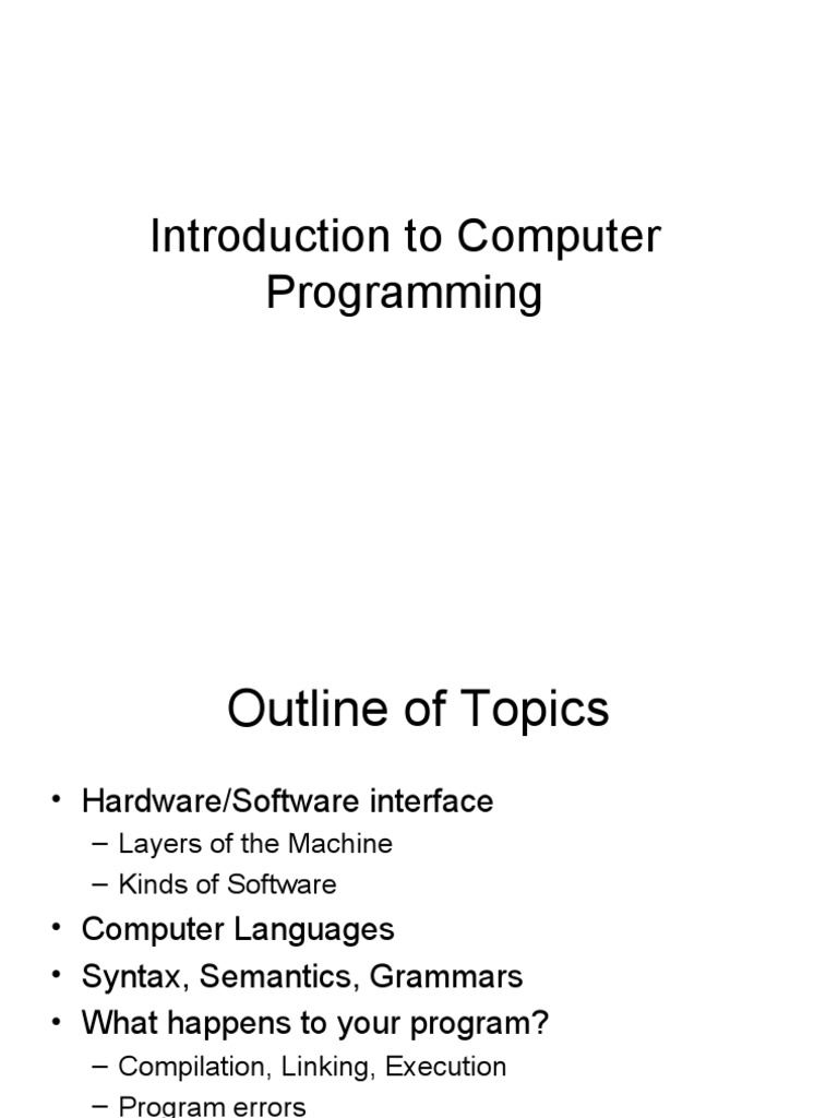 Introduction To Computer Programming | PDF | Computer Program | Programming