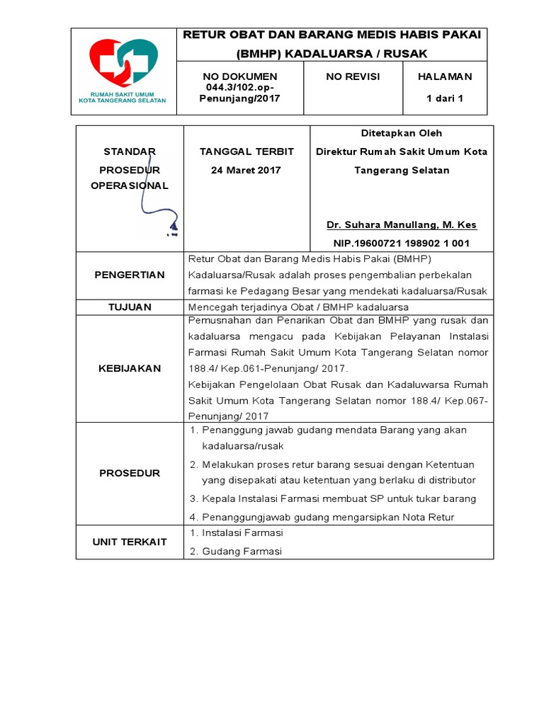 Retur Obat & BMHP Kadaluarsa | PDF
