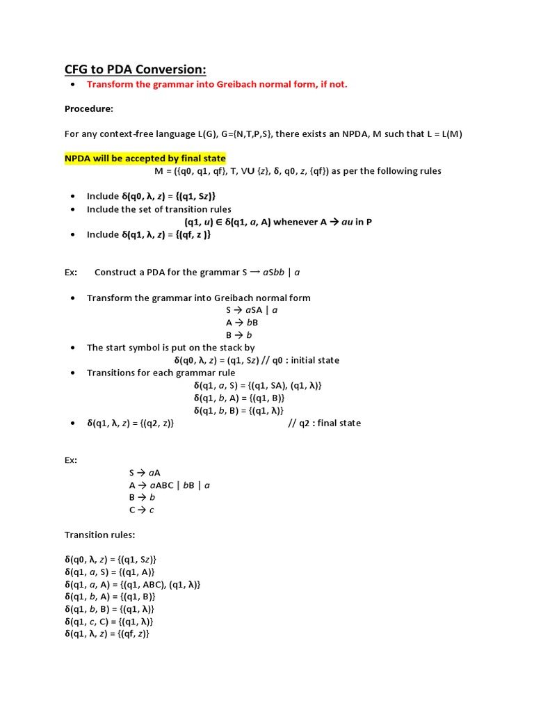 CFG To PDA and Two Stack PDA | PDF | Linguistics | Metalogic