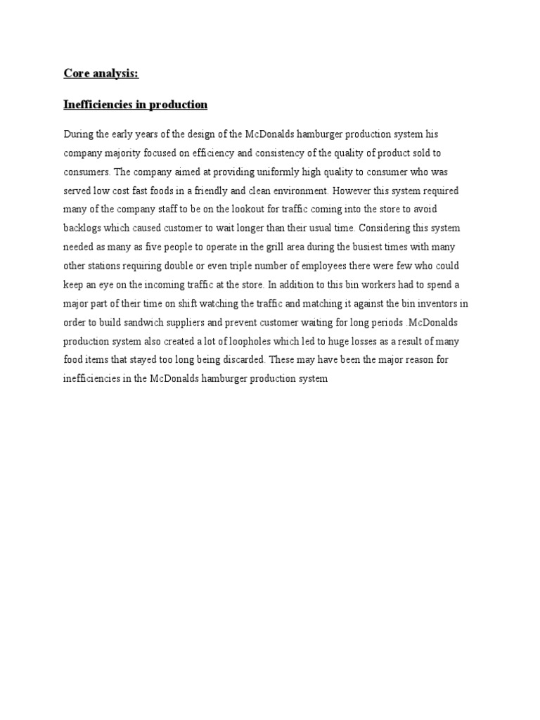 Core Analysis: Inefficiencies in Production | PDF