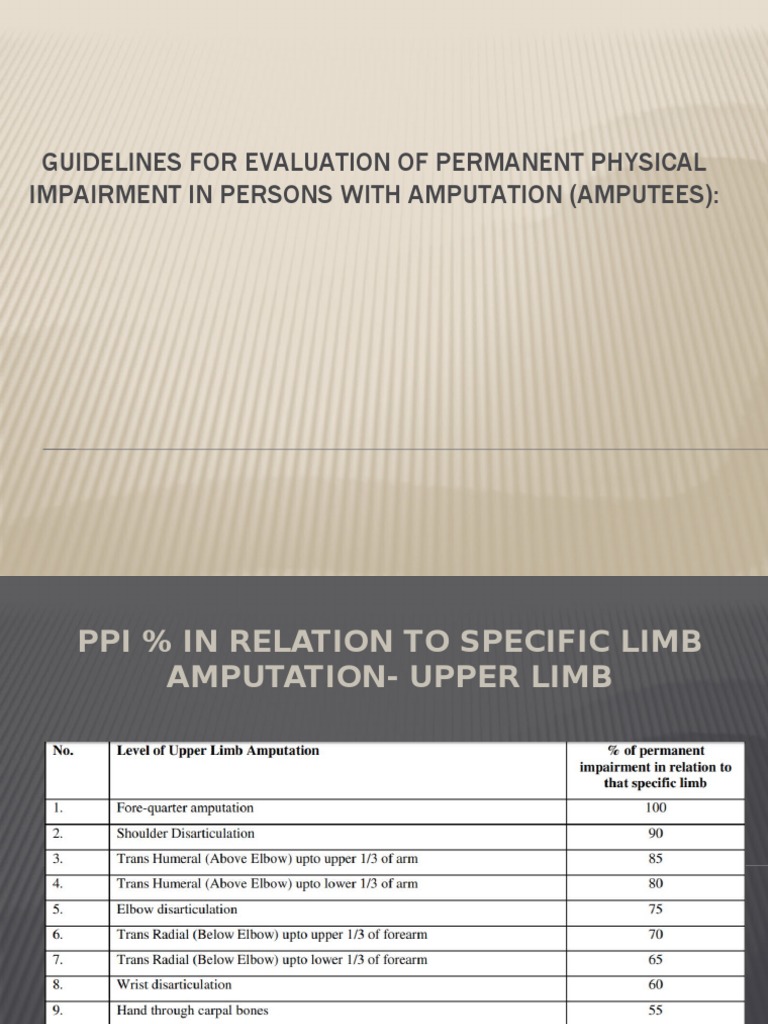 Evaluation Guidelines for Amputation Impairment | PDF