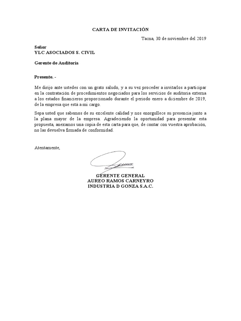 Carta de Invitacion | PDF