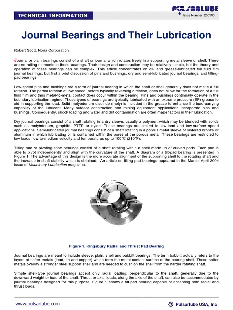 Journal Bearings: Types and Lubrication | PDF | Bearing (Mechanical ...