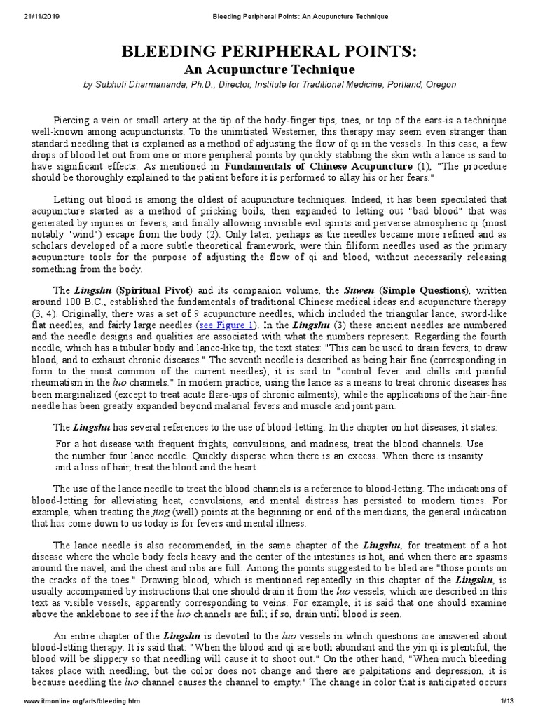 Bleeding Peripheral Points - An Acupuncture Technique | PDF ...