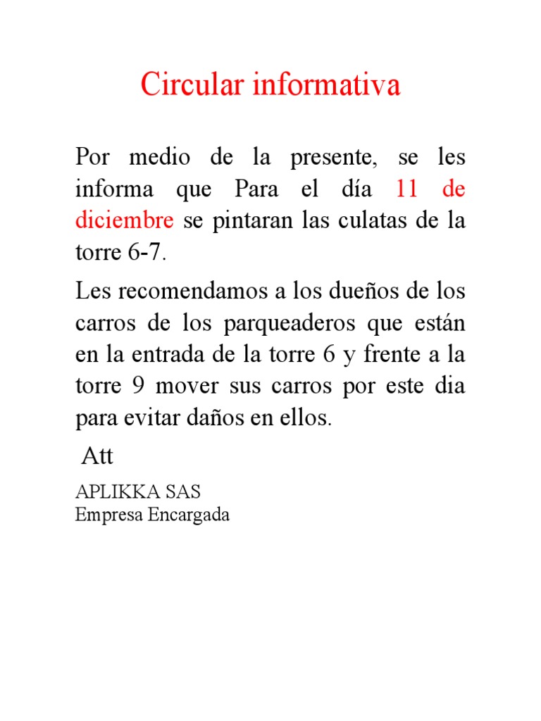 Circular Informativa | PDF