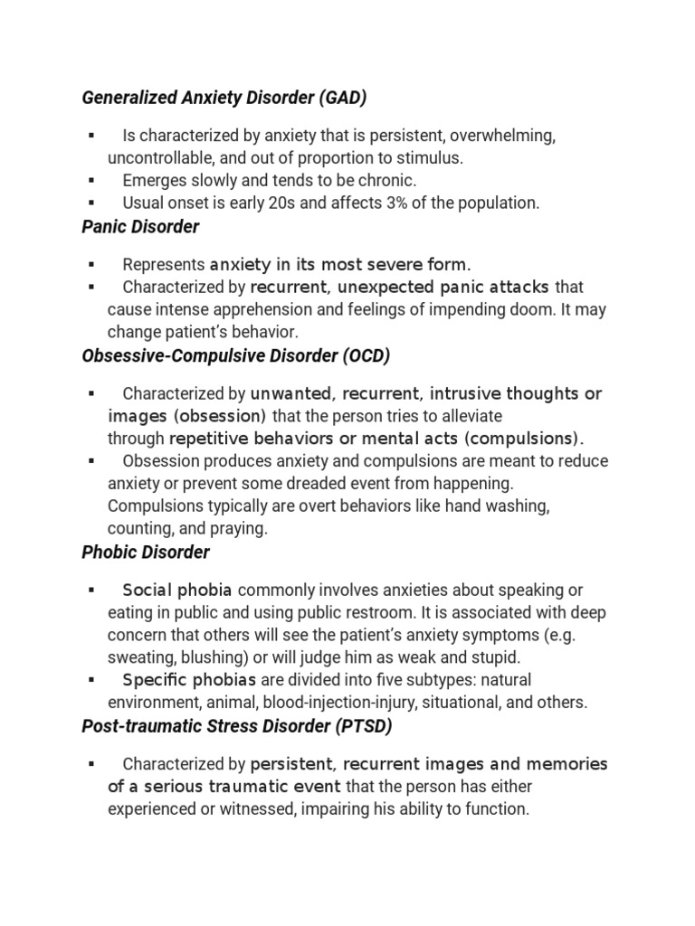 Generalized Anxiety Disorder (GAD) | PDF | Anxiety Disorder | Obsessive ...