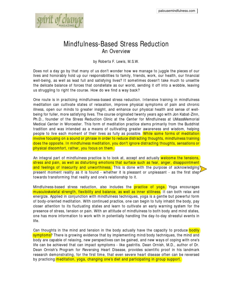 NOTES - MBSRintro-lewis - Mindfulness-Based Stress Reduction | PDF ...