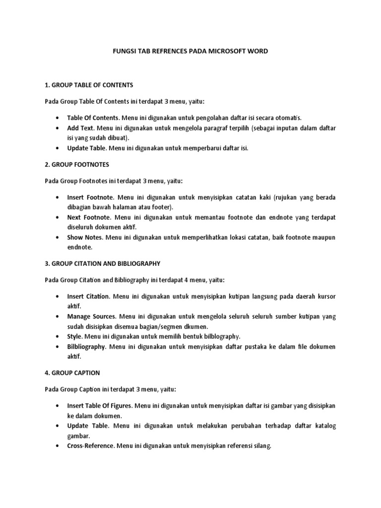 Fungsi Menu References di Microsoft Word | PDF