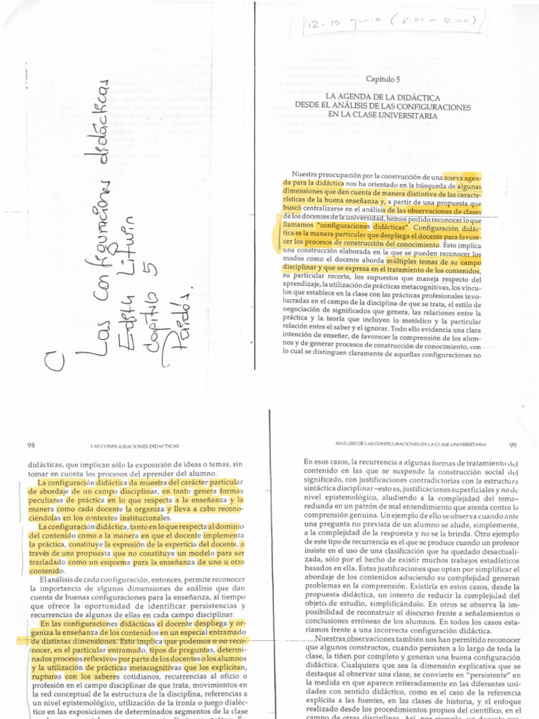Las Configuraciones Didacticas Edith Litwin Cap 5 Paidos | PDF | Conocimiento | Maestros