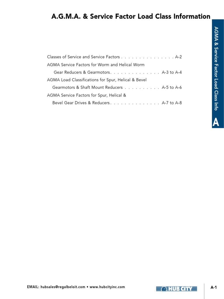 A.G.M.A. & Service Factor Load Class Information | PDF | Gear ...