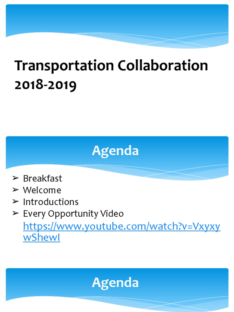 Transportation Collaboration Agenda 2018-2019 | PDF | School Bus | Bus