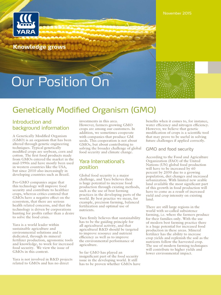 Position Paper On Genetically Modified Organism (GMO) PDF | PDF ...
