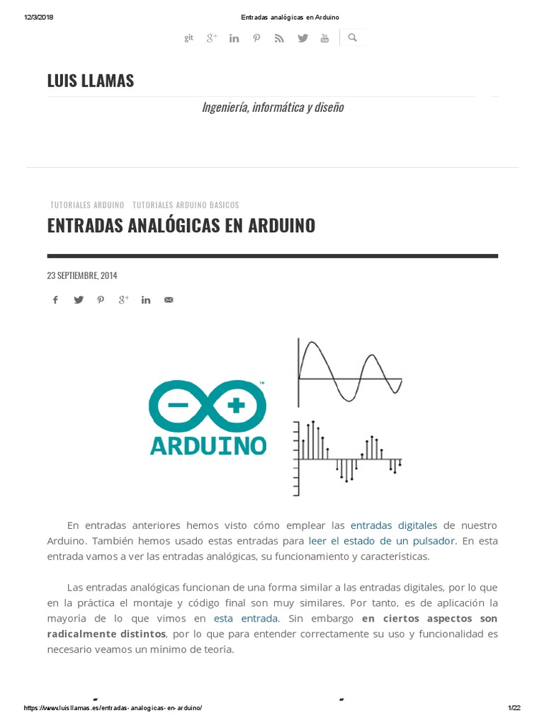 Entradas Analógicas en Arduino | PDF | Señal analoga | Arduino