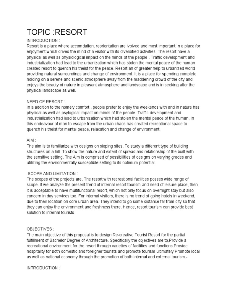 Topic:Resort | PDF | Resort | Tourism