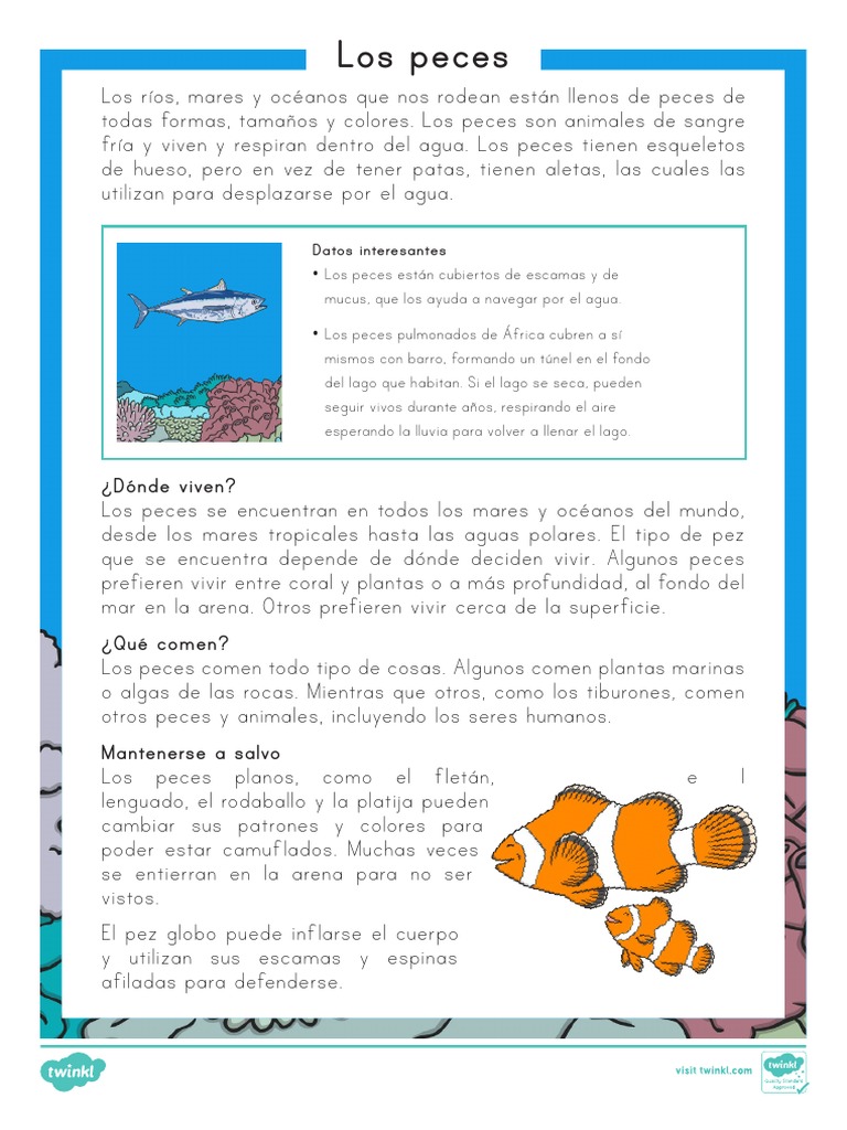 Sa T T 21966 Comprension Lectora Los Peces Ficha de Actividad - Ver - 1 ...