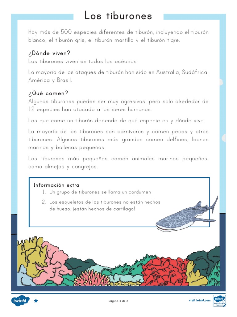 Curiosidades y Hábitats de Tiburones | PDF | Tiburones | Gran tiburón ...
