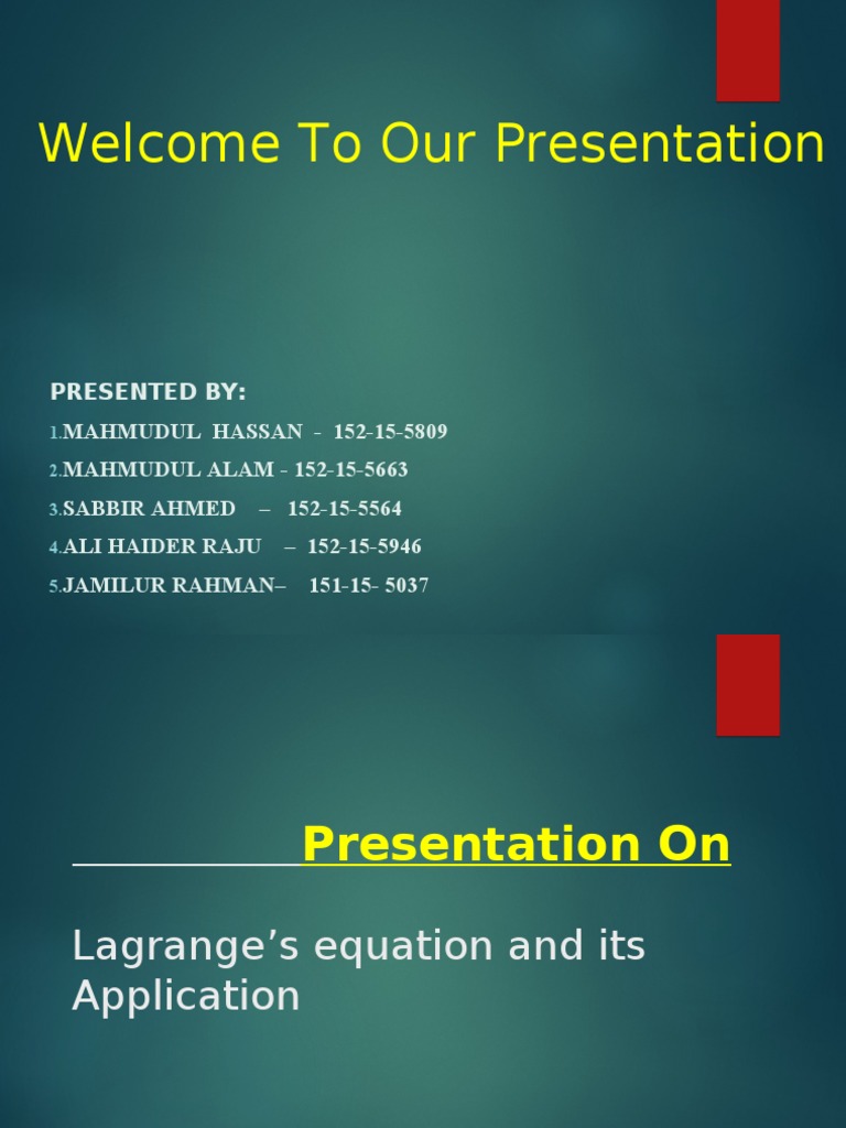 Lagrange Equation and Its Application | PDF