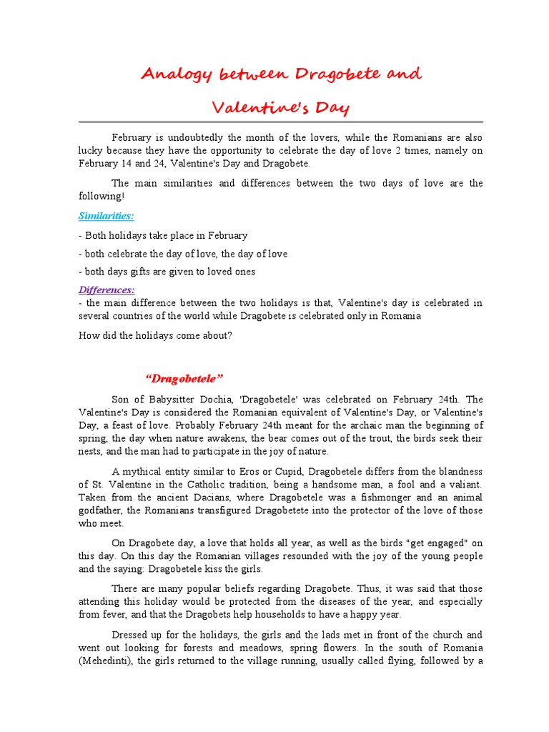 Analogy Between Dragobete and Valetines Day | PDF | Valentine's Day