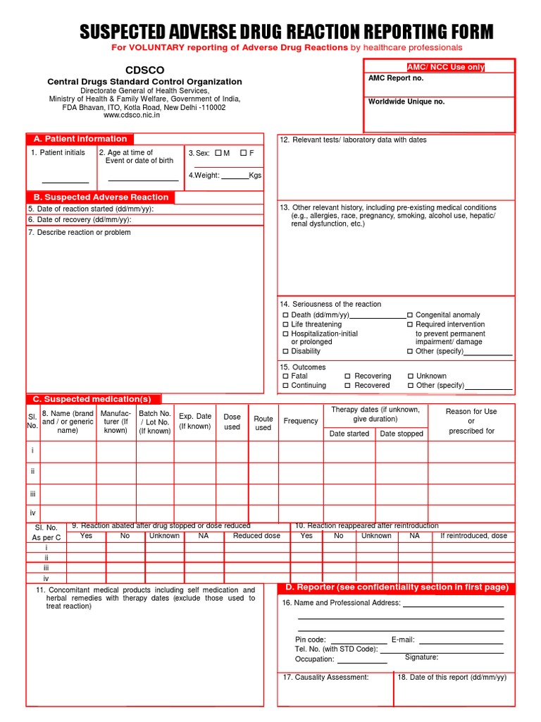 Adr Form Pvpi PDF | PDF | Pharmacovigilance | Public Health