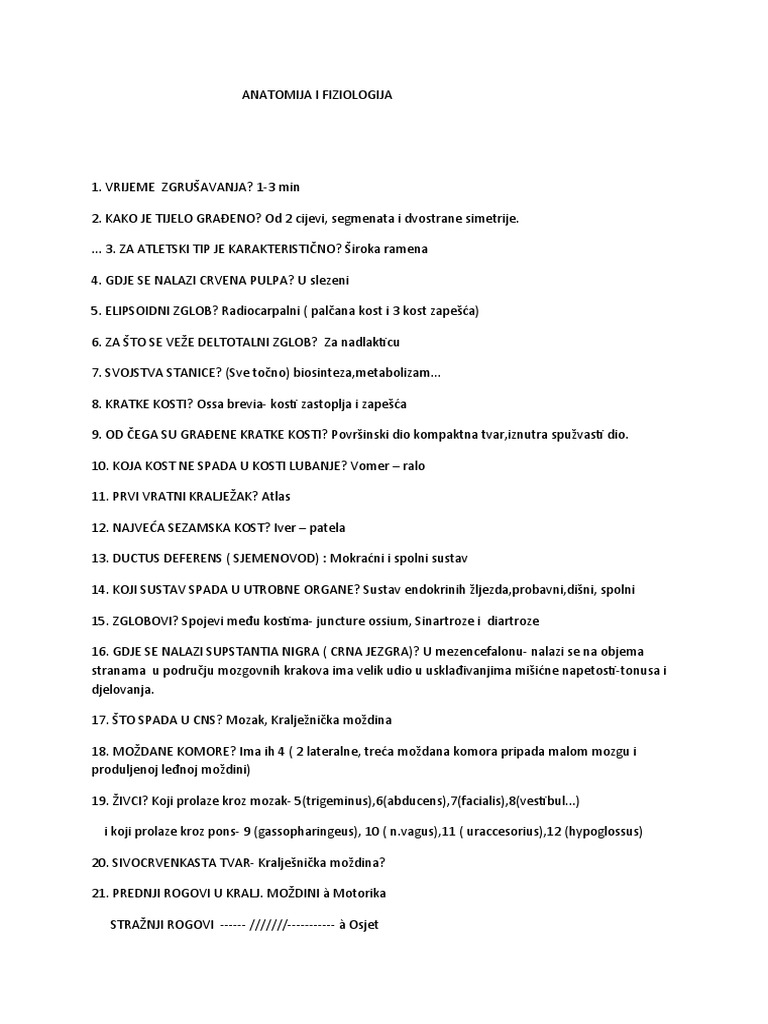 Anatomija I Fiziologija | PDF