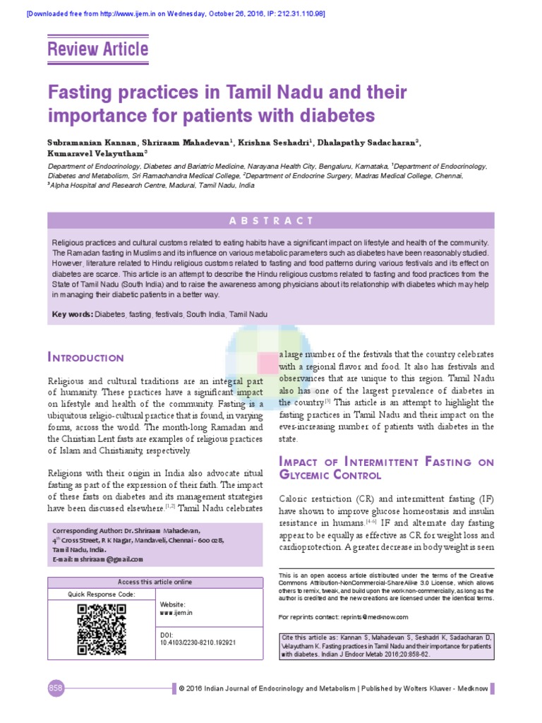 Fasting Practices in Tamil Nadu and Their Importan | PDF | Fasting ...