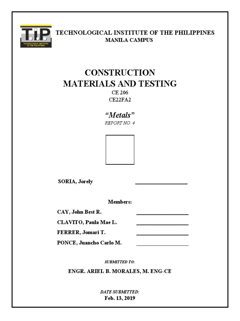 Construction Materials and Testing: "Metals" | PDF | Steel | Sheet Metal