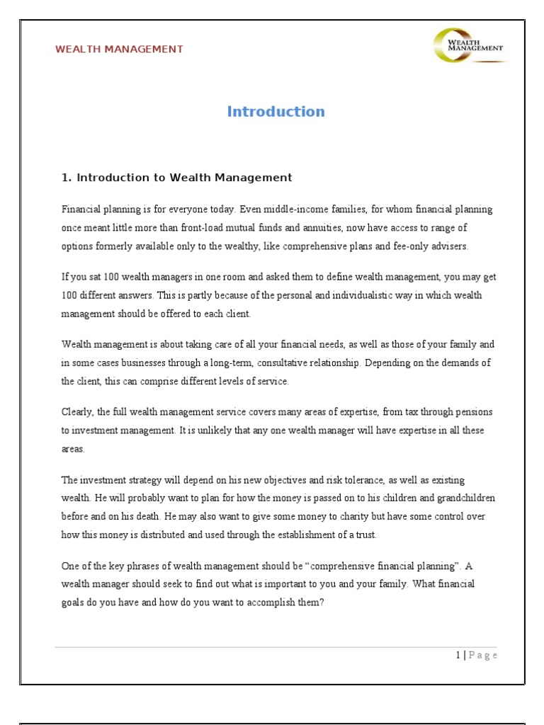 Introduction To Wealth Management | PDF | Stocks | Mutual Funds