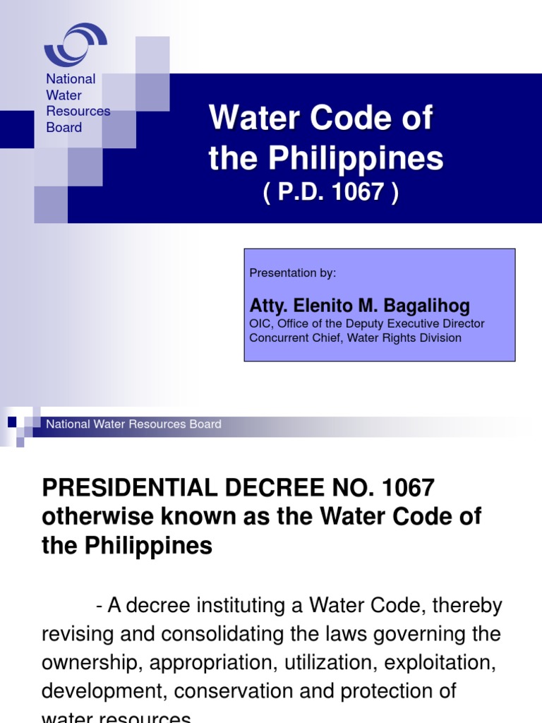 Water Code of The Philippines: Atty. Elenito M. Bagalihog | Download ...