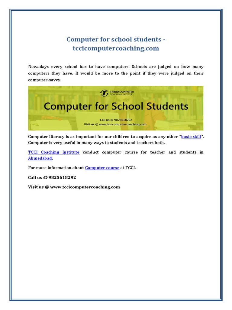 Computer For School Students | PDF