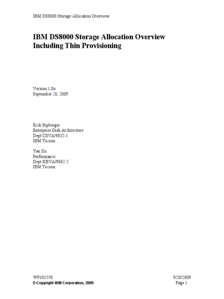 IBM DS8000 Storage Allocation Overview Including Thin Provisioning | PDF | Computer Data Storage ...