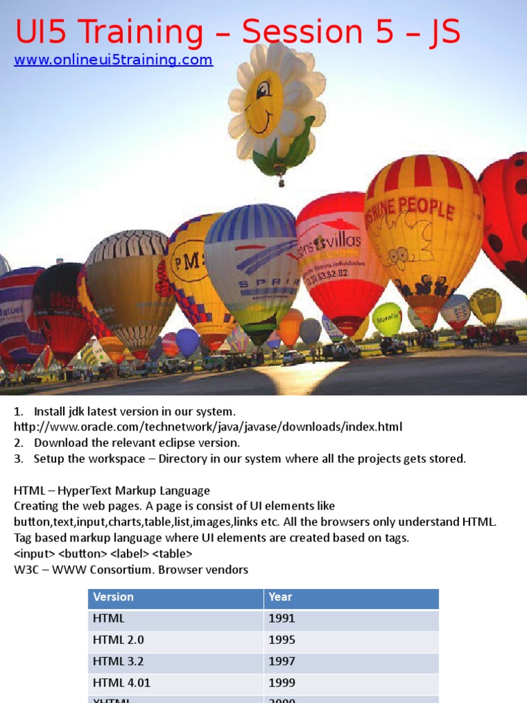 UI5 Training Session | PDF | Html | Html Element