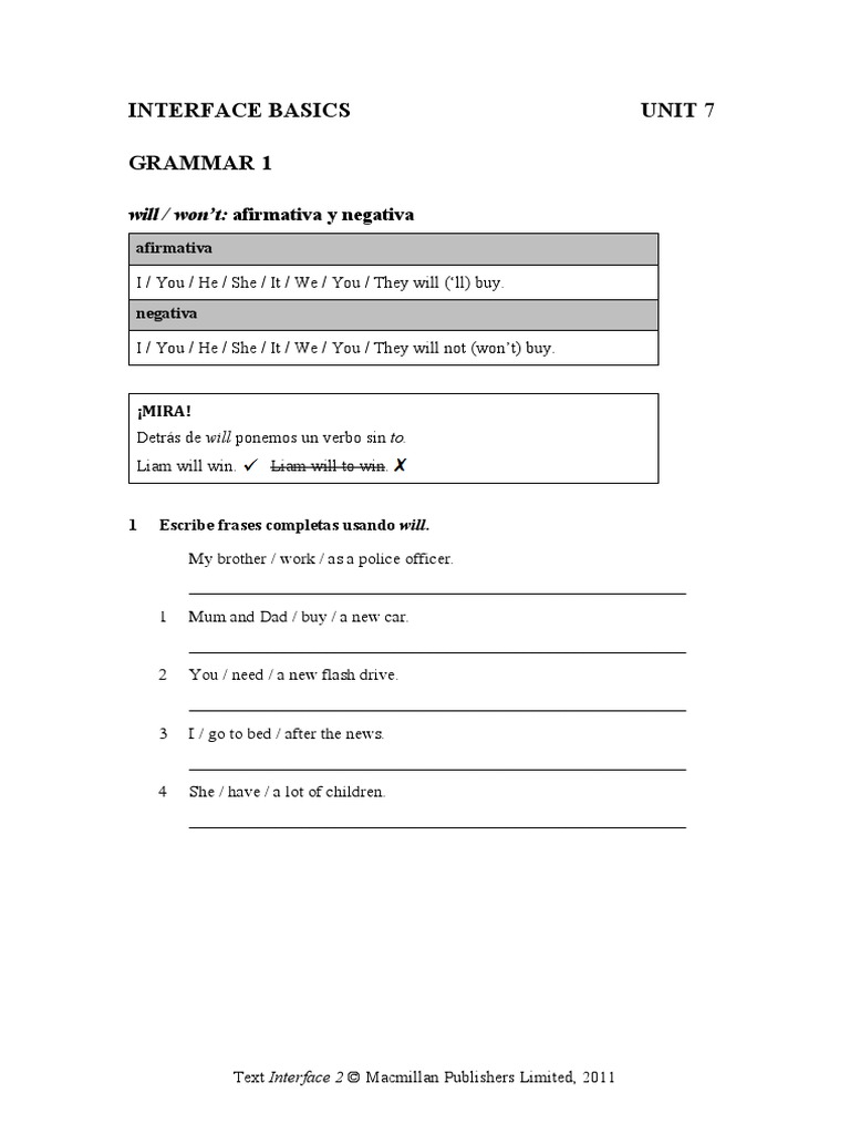 2º Basics 1 Grammar Unit 7 | PDF | Career & Growth | Foreign Language ...