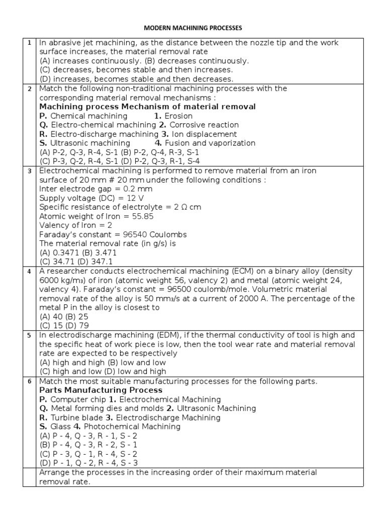 Modern Machining Processes | PDF | Machining | Electrochemistry