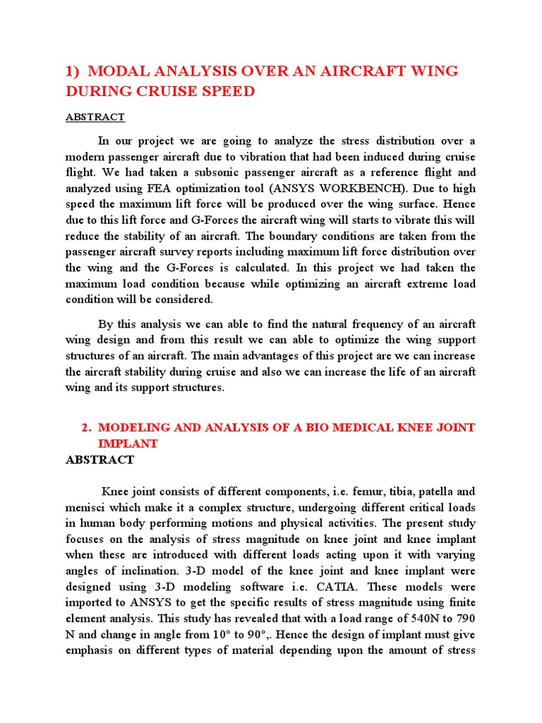 1) Modal Analysis Over An Aircraft Wing During Cruise Speed | PDF ...