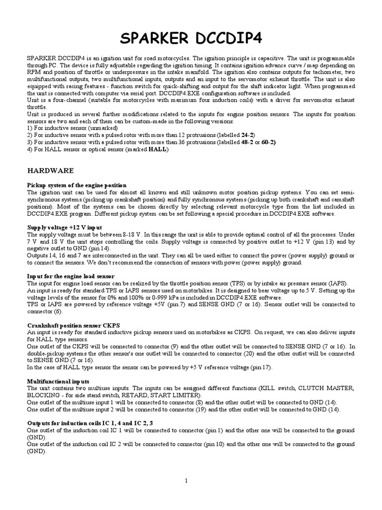 Manual Sparker Dccdip4 en PDF | PDF | Ignition System | Throttle