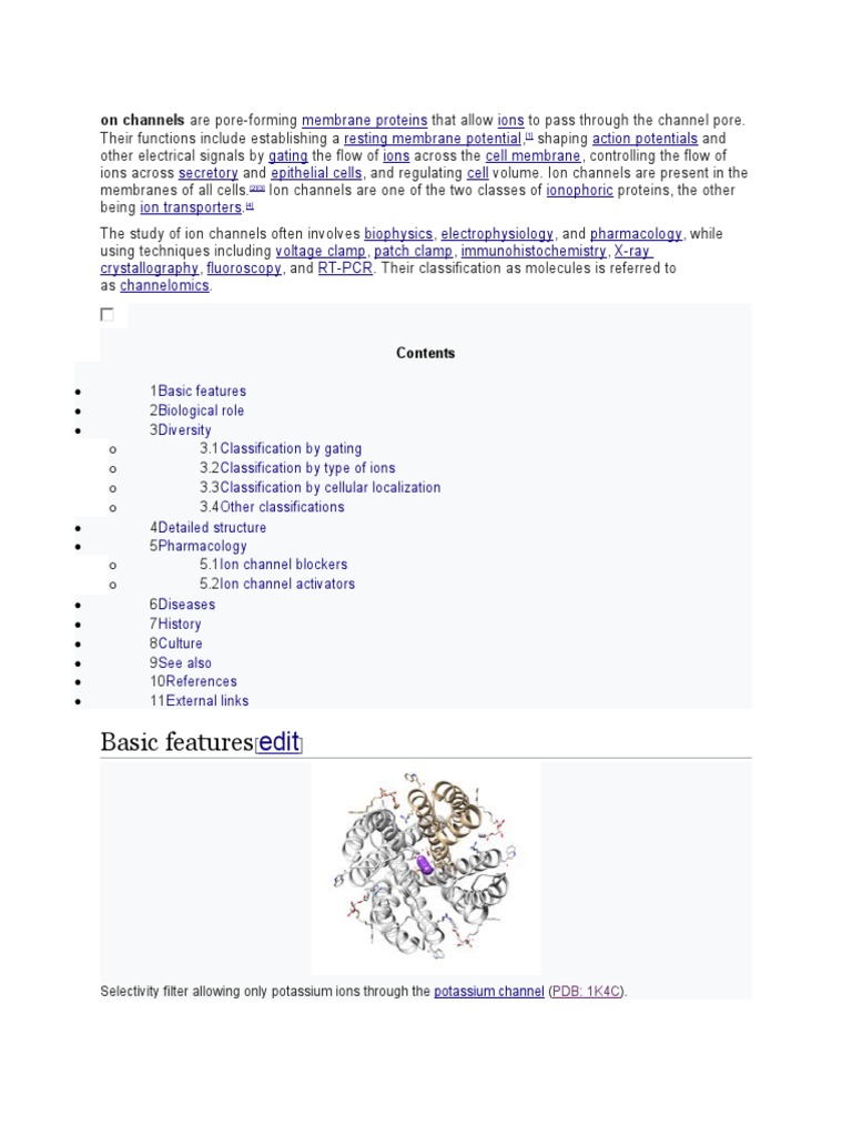 Basic Features: On Channels Are Pore-Forming | PDF | Ion Channel ...