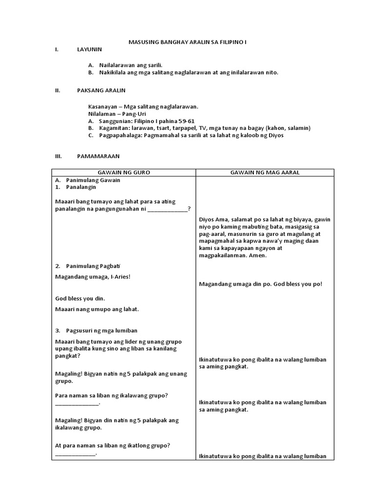 Detailed Lesson Plan In Filipino Lesson Plan In Filipino,, 58% OFF