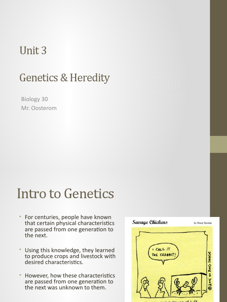 Unit 3 Genetics & Heredity: Biology 30 Mr. Oosterom | PDF | Translation ...
