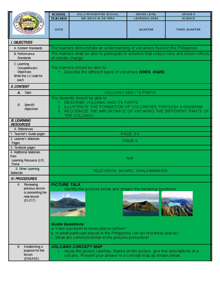 Grade 9 Volcano Lesson Plan | PDF | Volcano | Magma