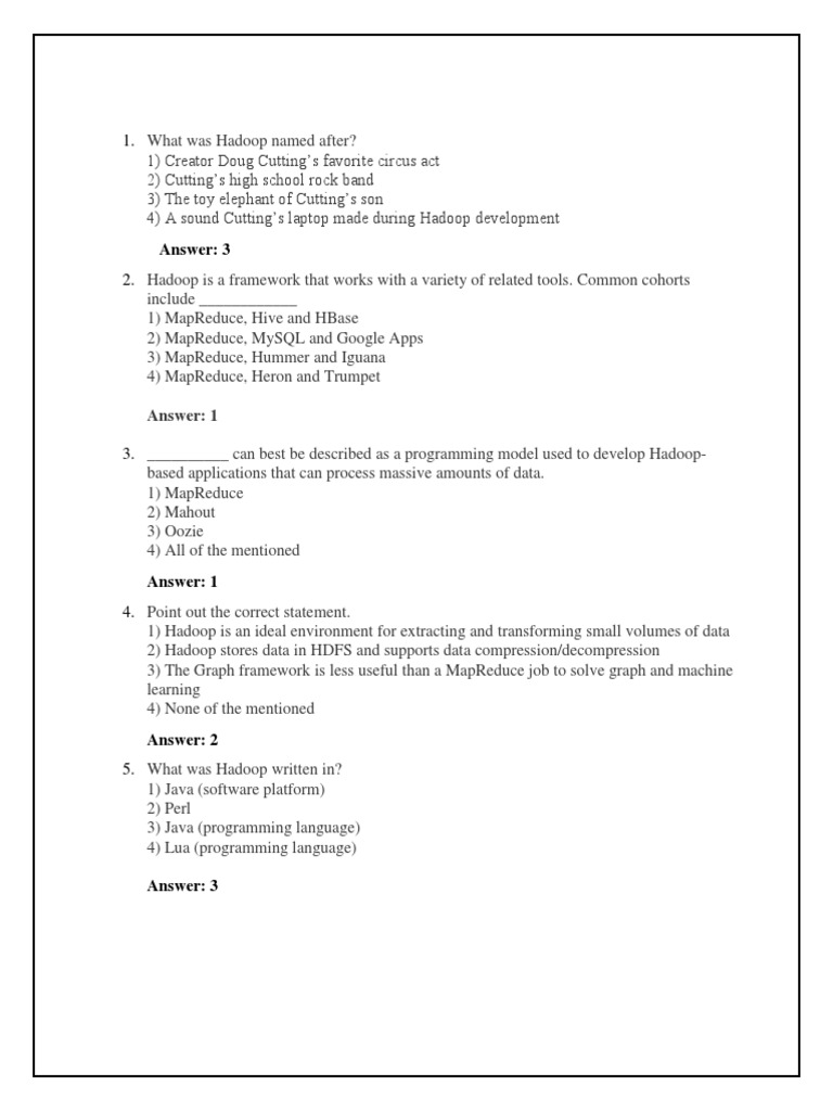 Big Data Analytics Unit 1 Mcq Pdf Apache Hadoop Map Reduce 0304