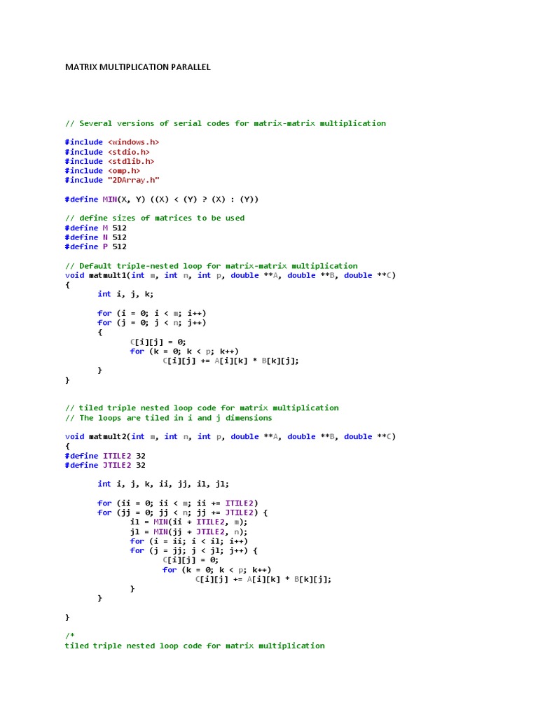 Matrix Multiplication Parallel | Download Free PDF | Linear Algebra ...